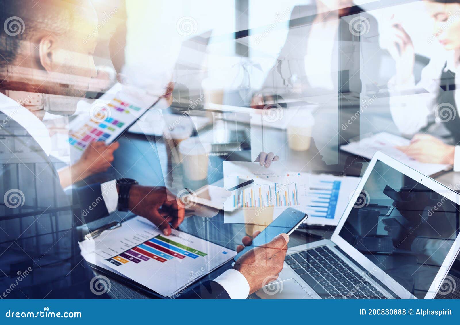 Team of People Work Together on Company Statistics. Concept of Teamwork ...