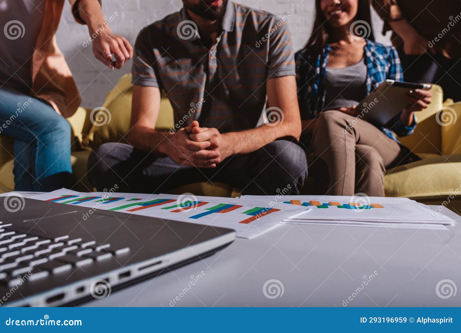 Team of People Work Together on Company Statistics in Office Stock ...