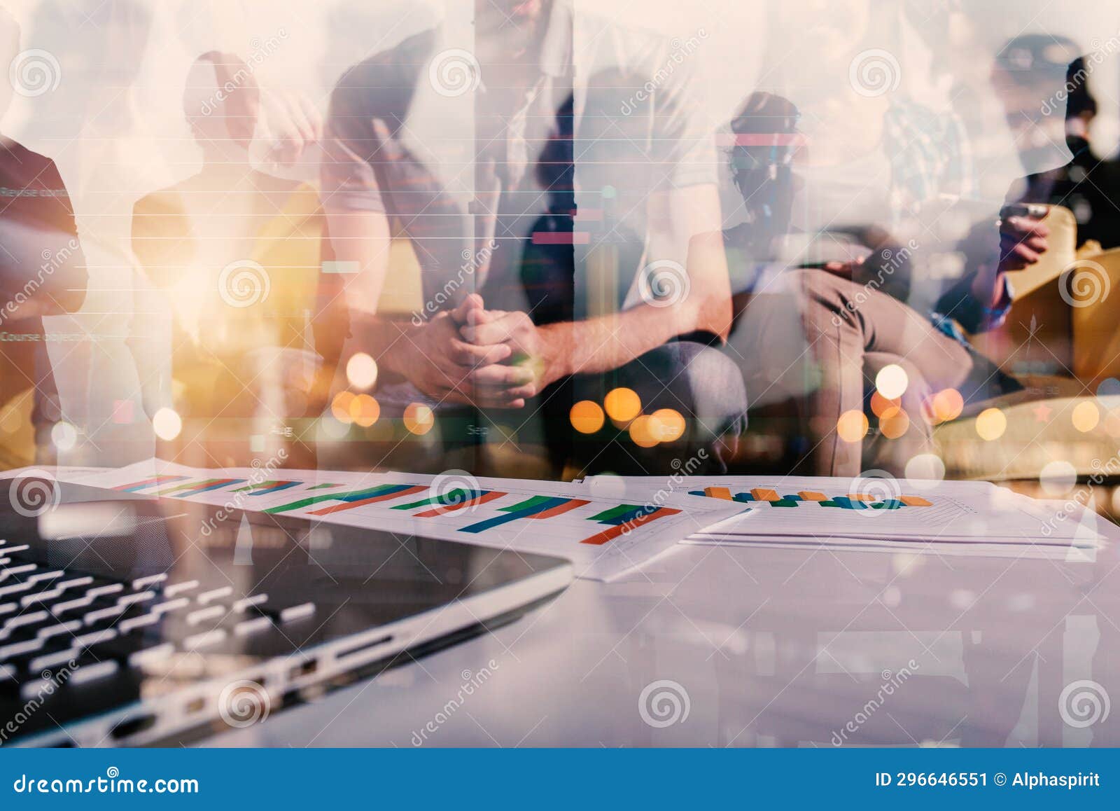 Team of People Work Together on Company Statistics in Office Stock ...