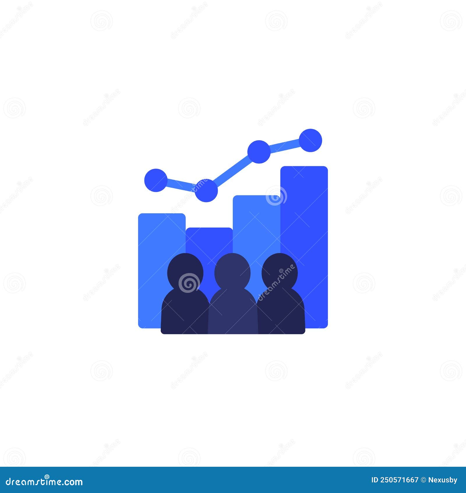 Team Performance Growth Icon on White, Vector Stock Vector ...