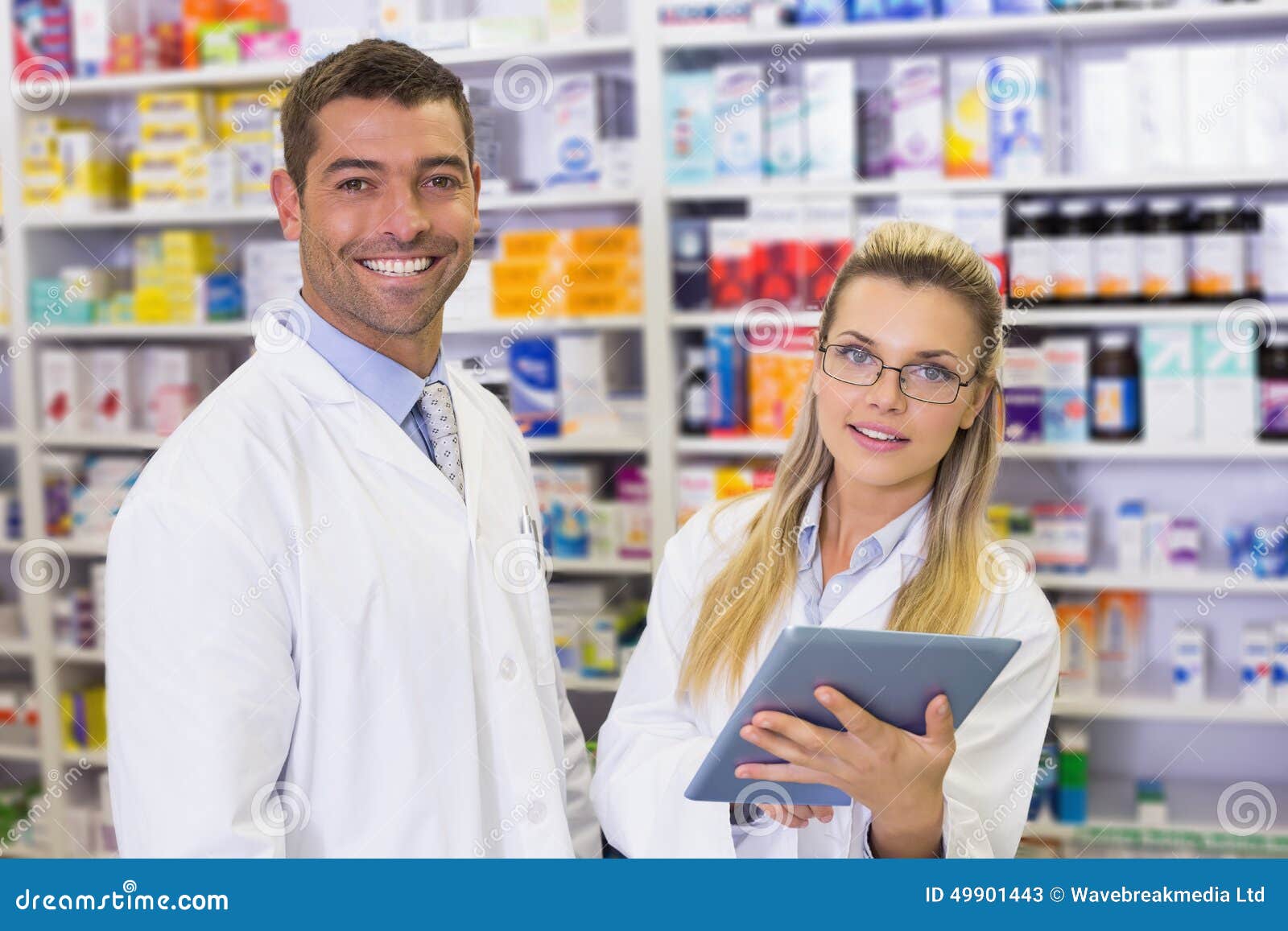 Team of Pharmacists Looking at Laptop Stock Image - Image of drug ...