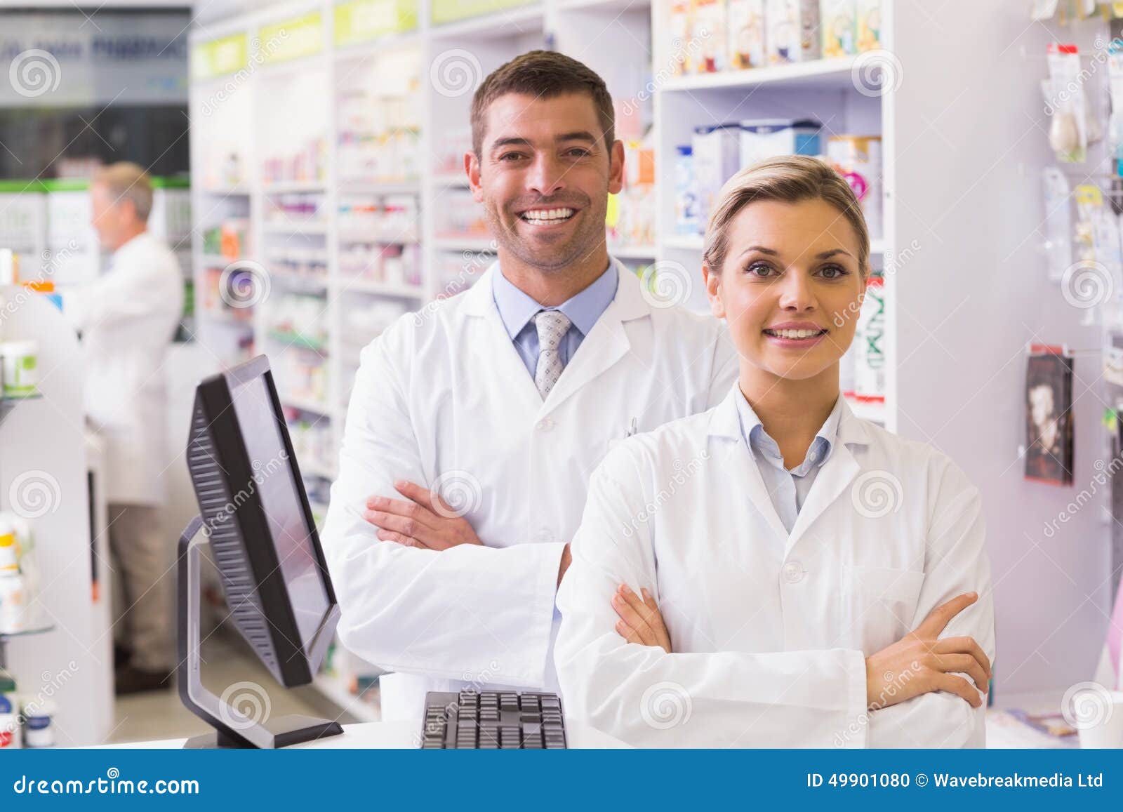 Team of Pharmacists Smiling at Camera Stock Photo - Image of ...
