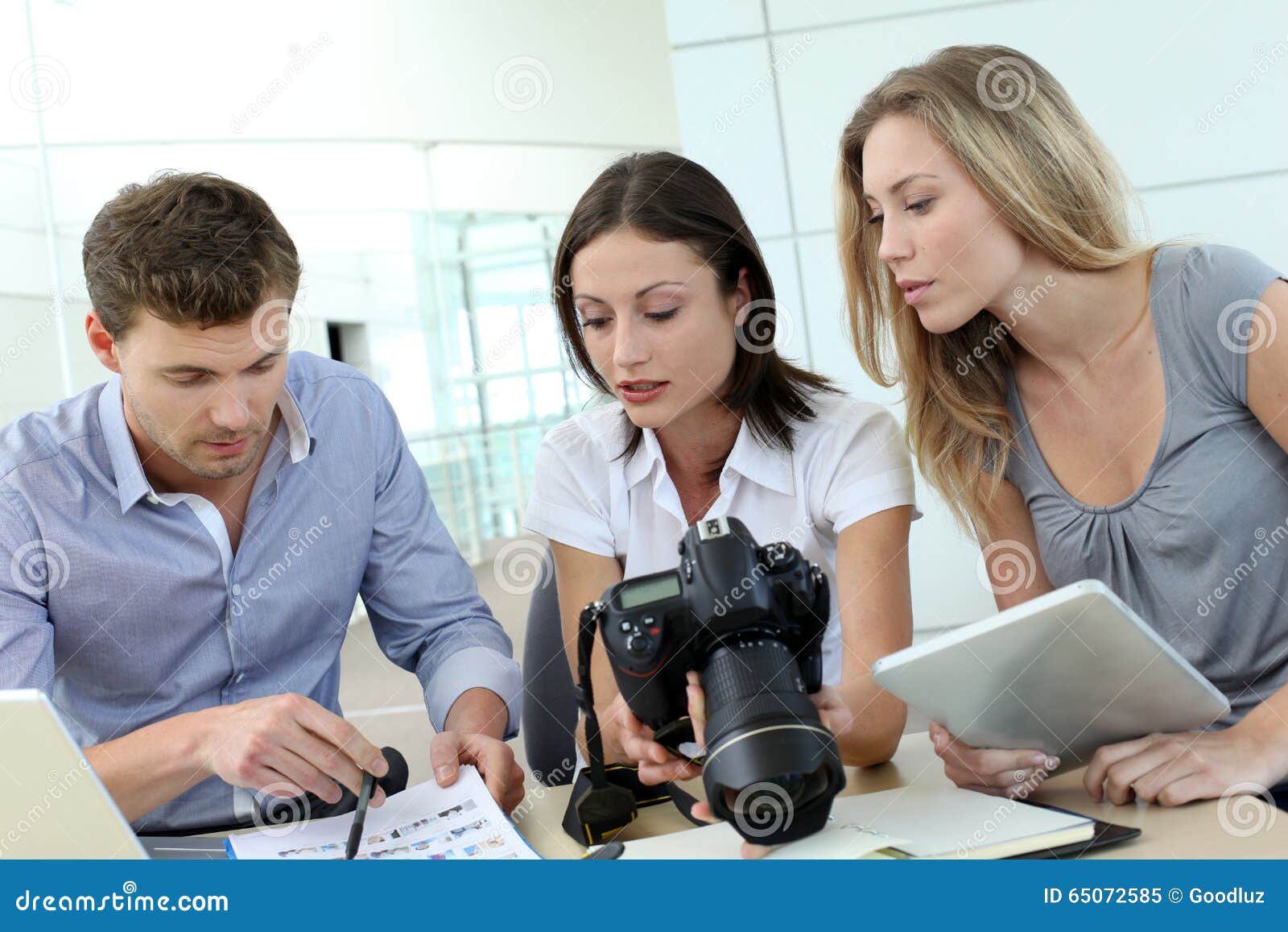 Team of Photo Reporters Working at Office Stock Image - Image of ...