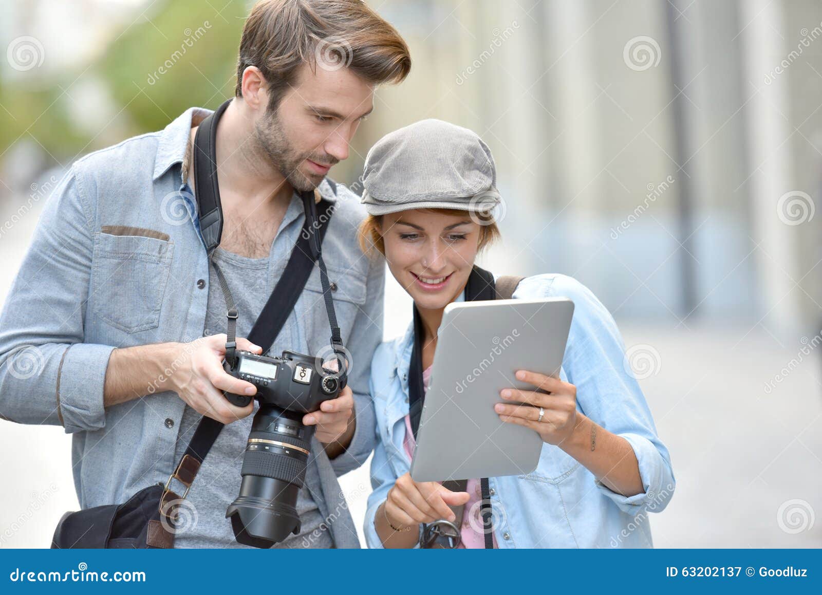 Team of Photographers Doing Reportage in Town Stock Image - Image of ...