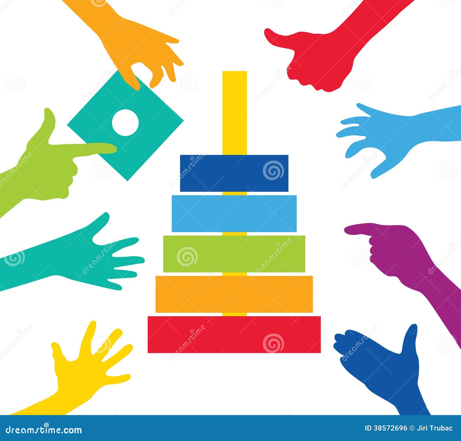 Team Play with Colorful Pieces Construction Stock Vector - Illustration ...