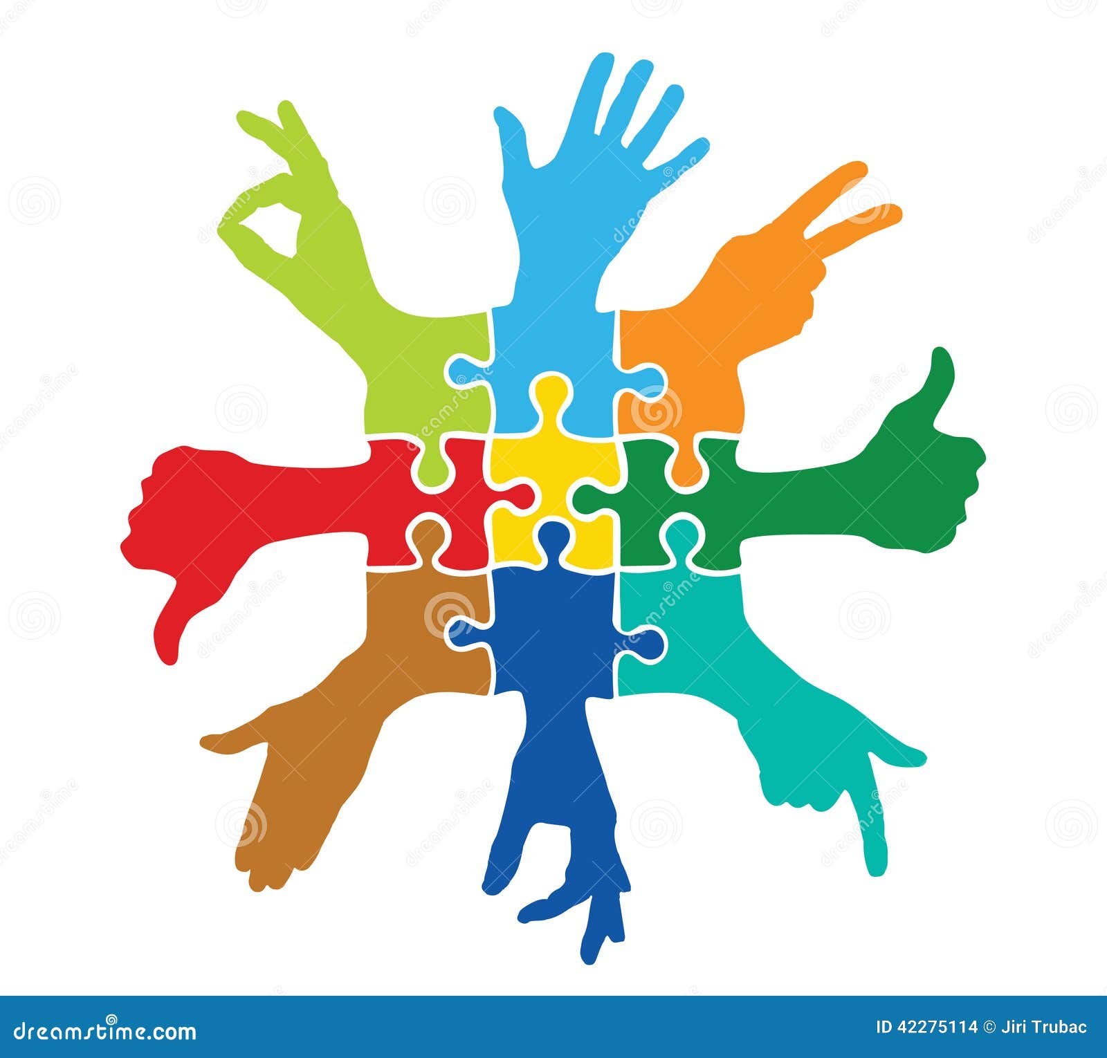 Team Play with Colorful Puzzle Pieces Stock Illustration - Illustration ...
