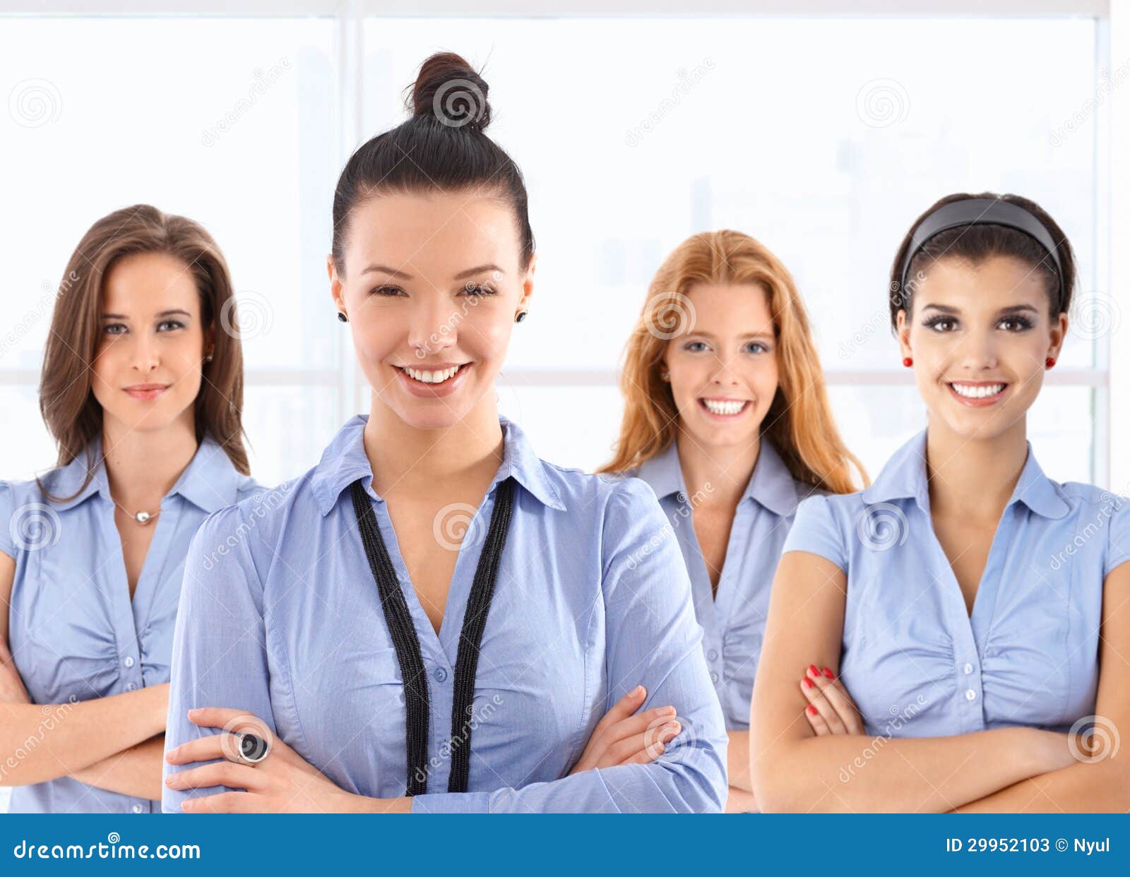 Female Front Office Workers in Uniform Stock Image - Image of indoor ...