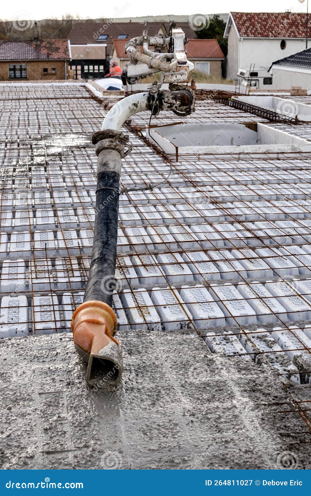Team Pouring a Concrete Screed on a Construction Site of a Detached ...