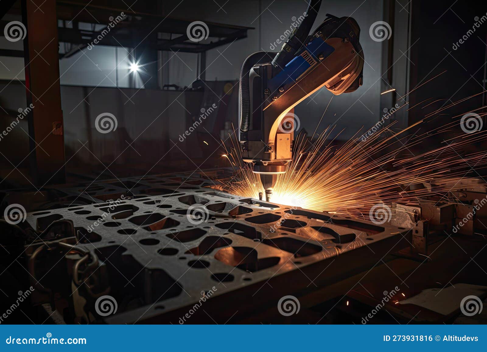 Team of Precision Welding Robots Working Together on Complex Metal ...