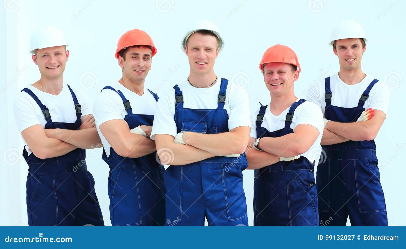 Team of Professional Builders in Helmets Stock Image - Image of ...
