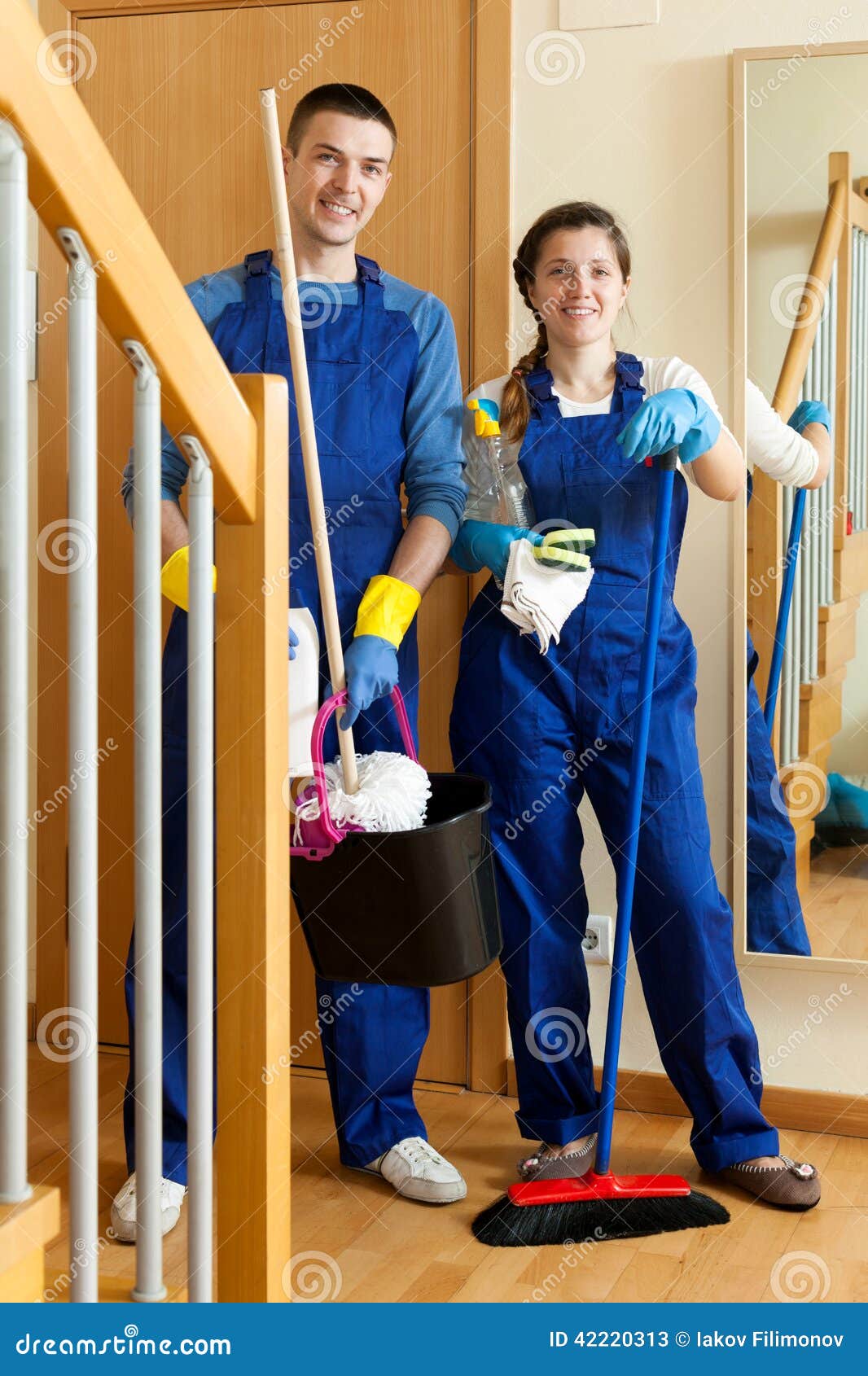 Team of Professional Cleaners Stock Image - Image of housework, holding ...