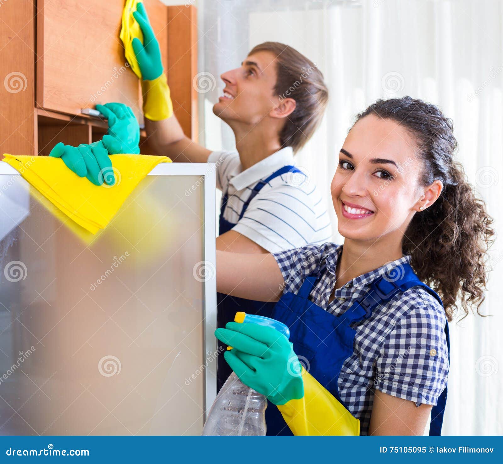Team of Professional Cleaners in Office Stock Image - Image of domestic ...