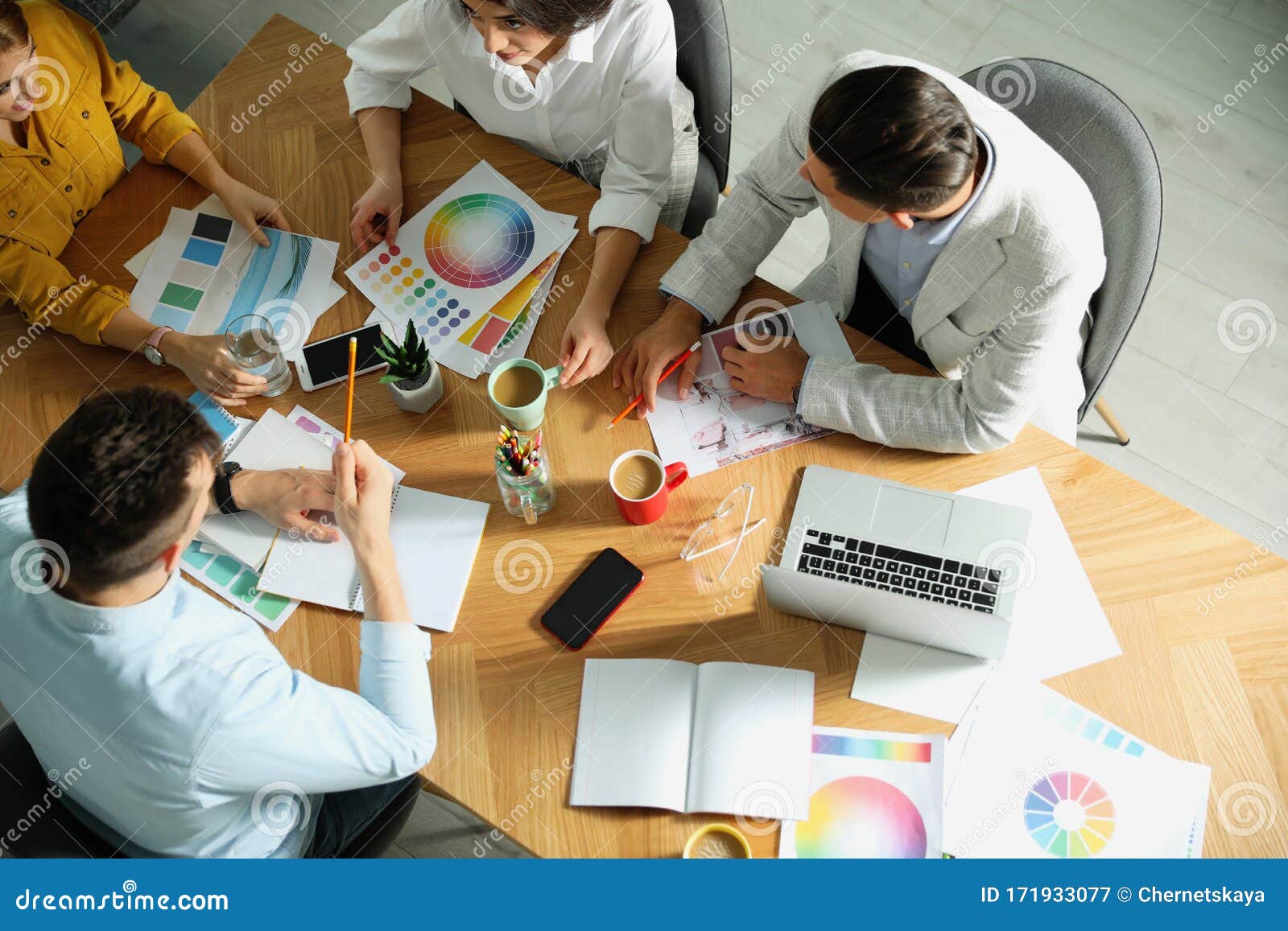 Team of Professional Designers Working Together at Table Stock Image ...