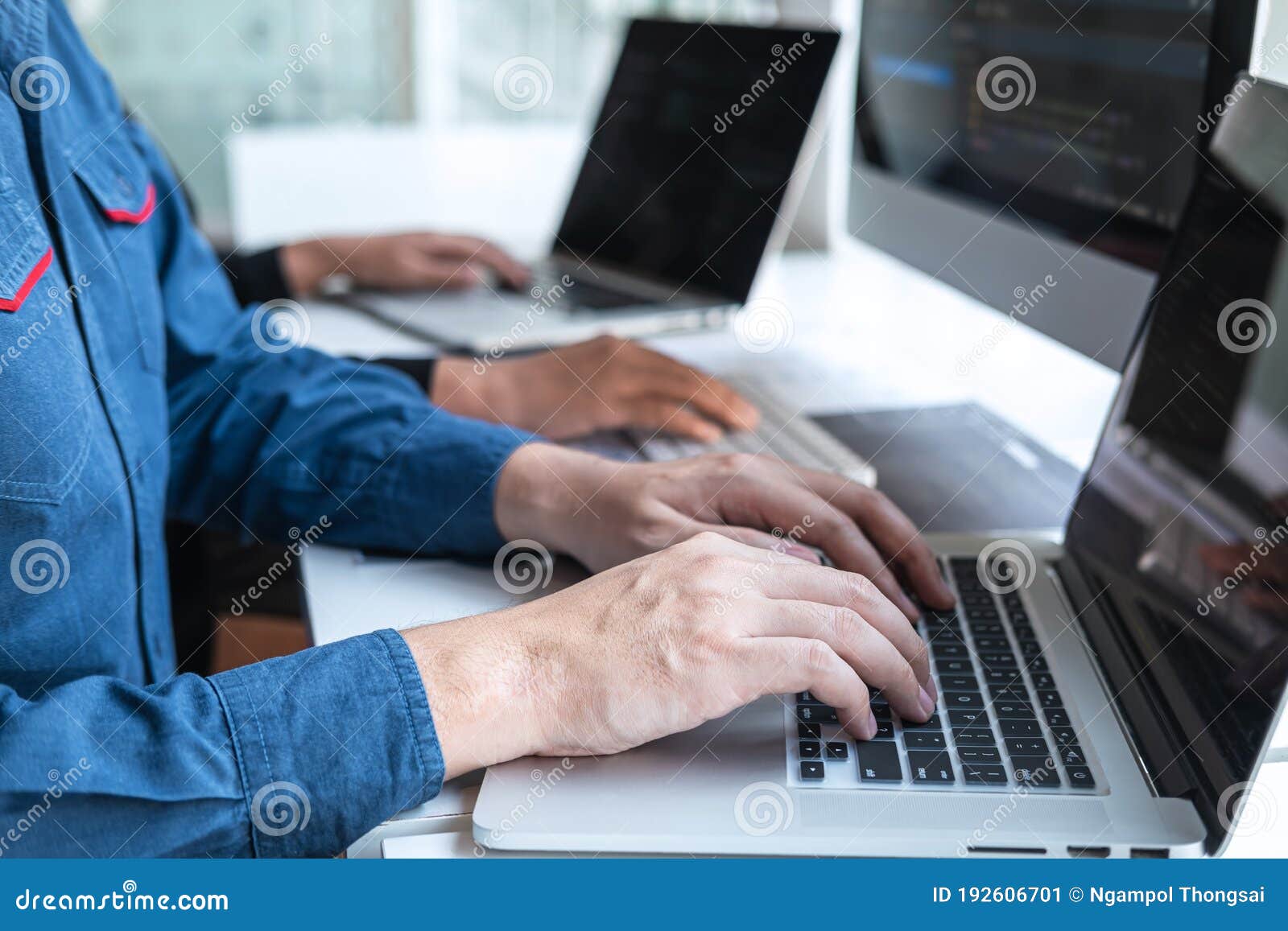 Team Of Professional Developer Programmer Cooperation Meeting And Brainstorming And Programming