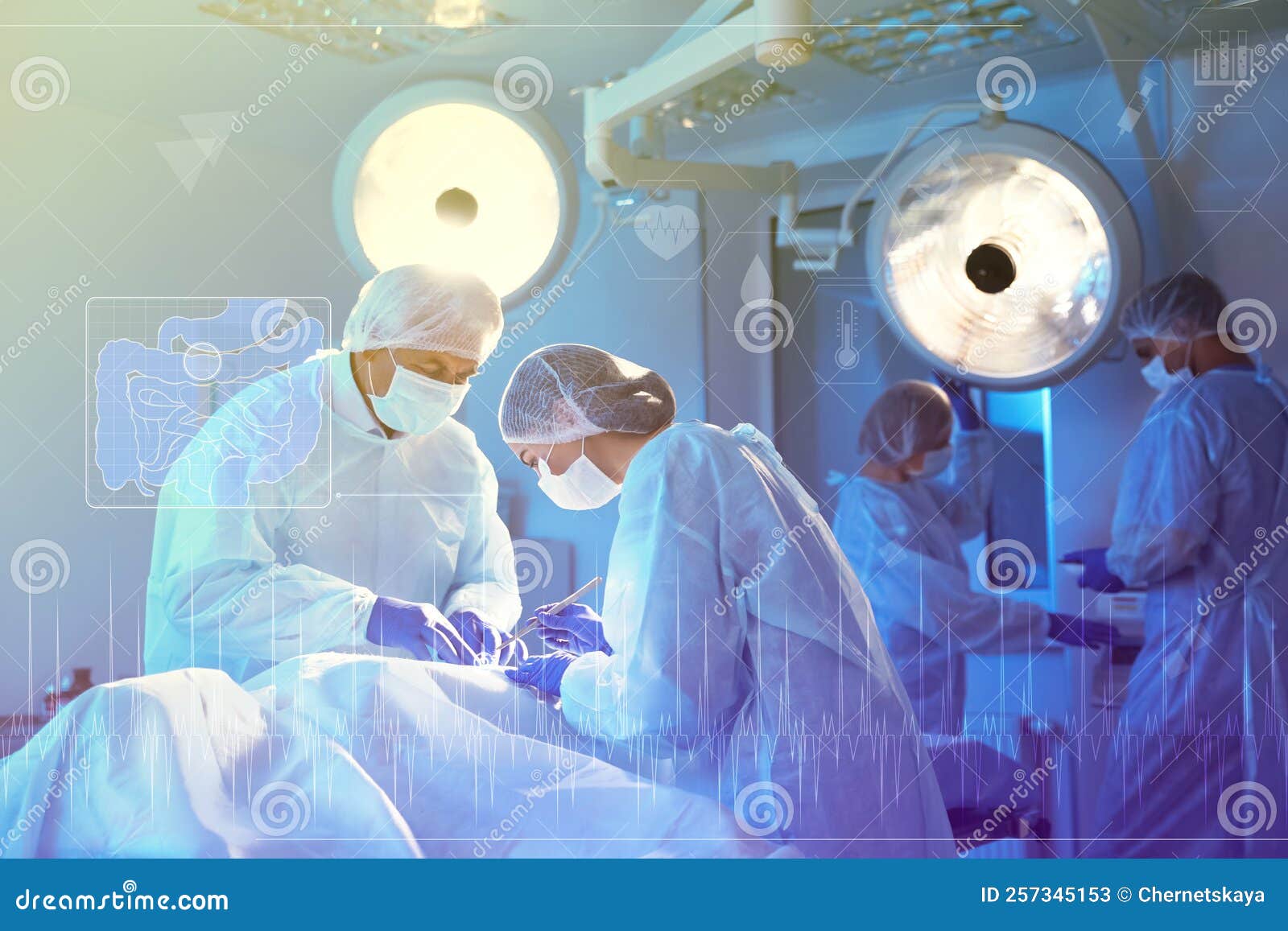 Team of Professional Doctors Performing Operation in Surgery Room and ...