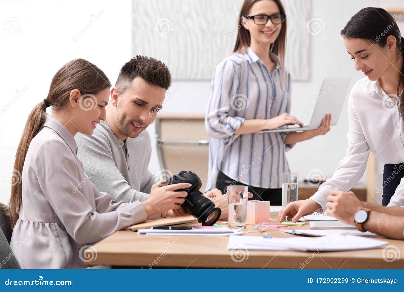 Team of Professional Journalists Working Stock Image - Image of modern ...