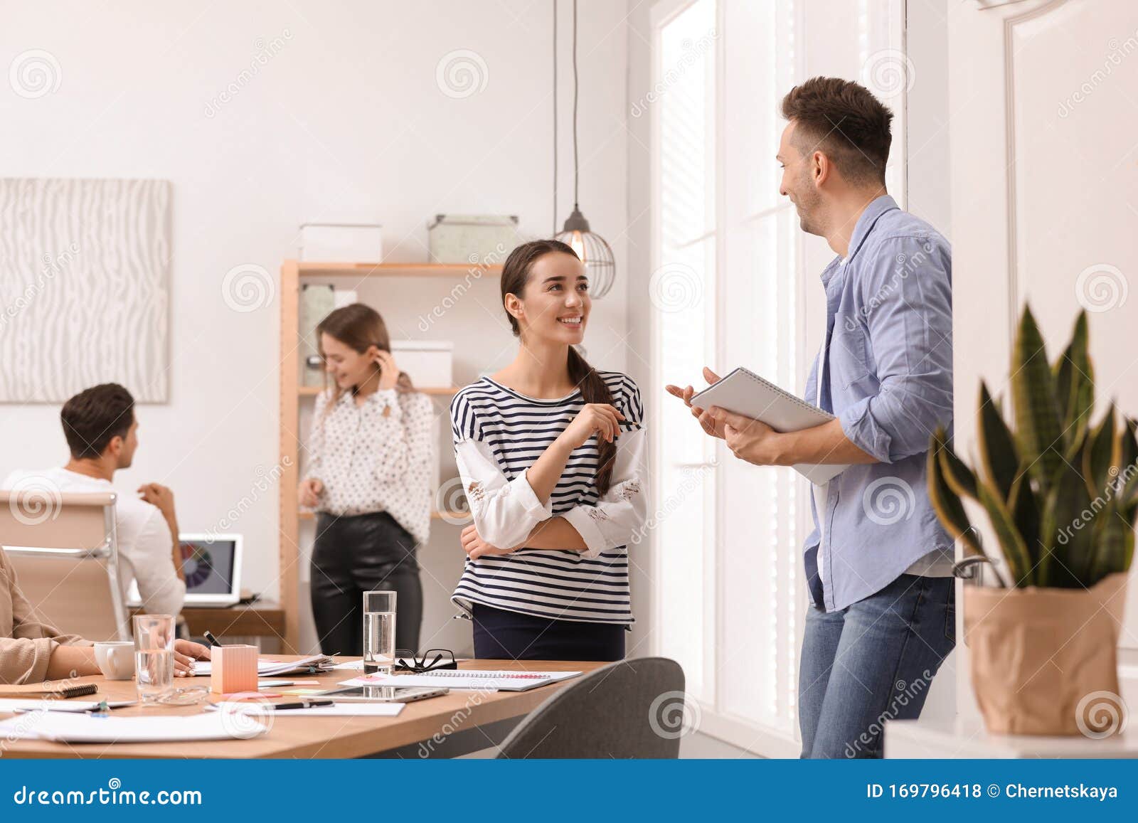 Team of Professional Journalists Working Stock Photo - Image of notepad ...