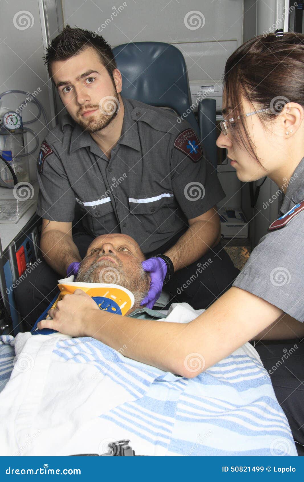 Team of Professional Paramedics Giving Unconscious Stock Image - Image ...