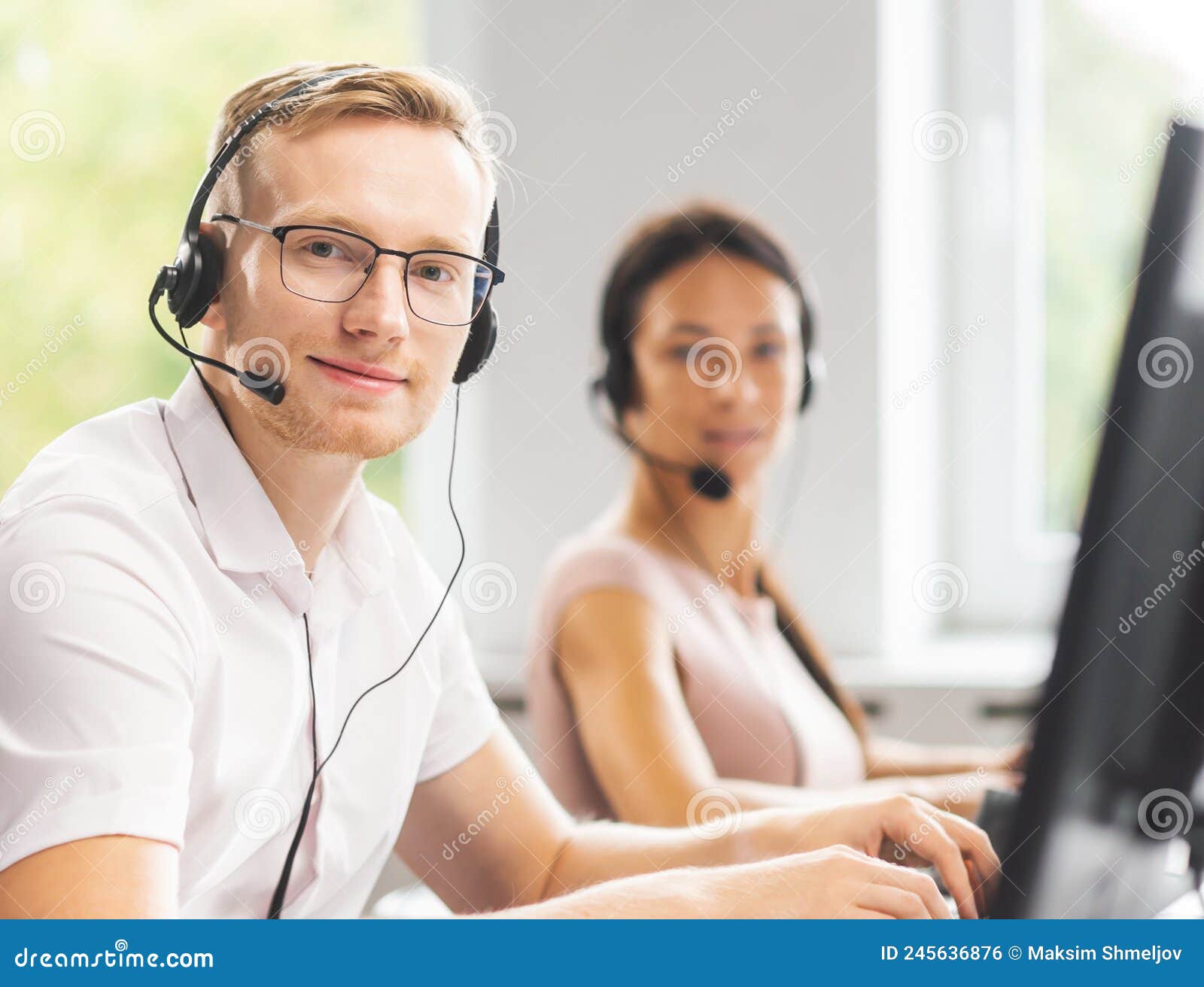 Team of Professional Support Staff Working in the Office. Colleagues in ...