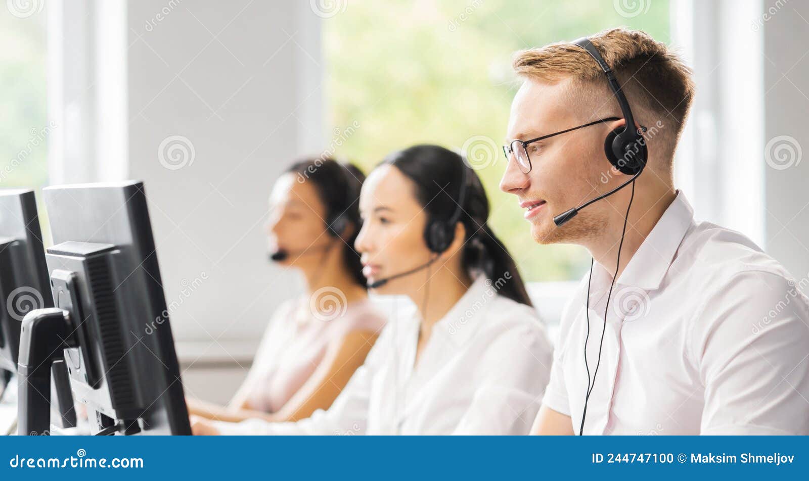 Team of Professional Support Staff Working in the Office. Colleagues in ...