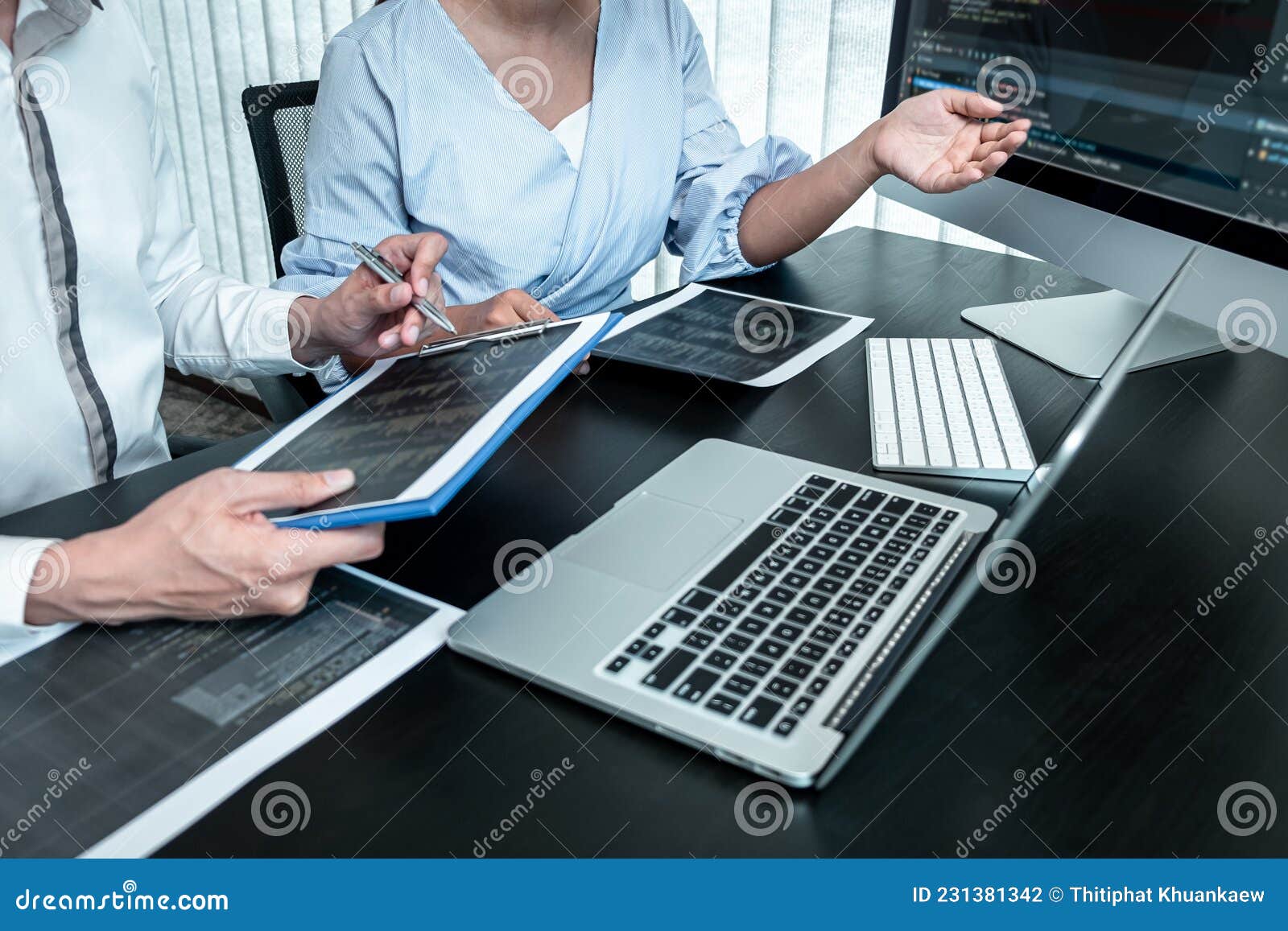 Team Of Programmer Working In Software Javascript Computer In It Office Writing Codes And Data
