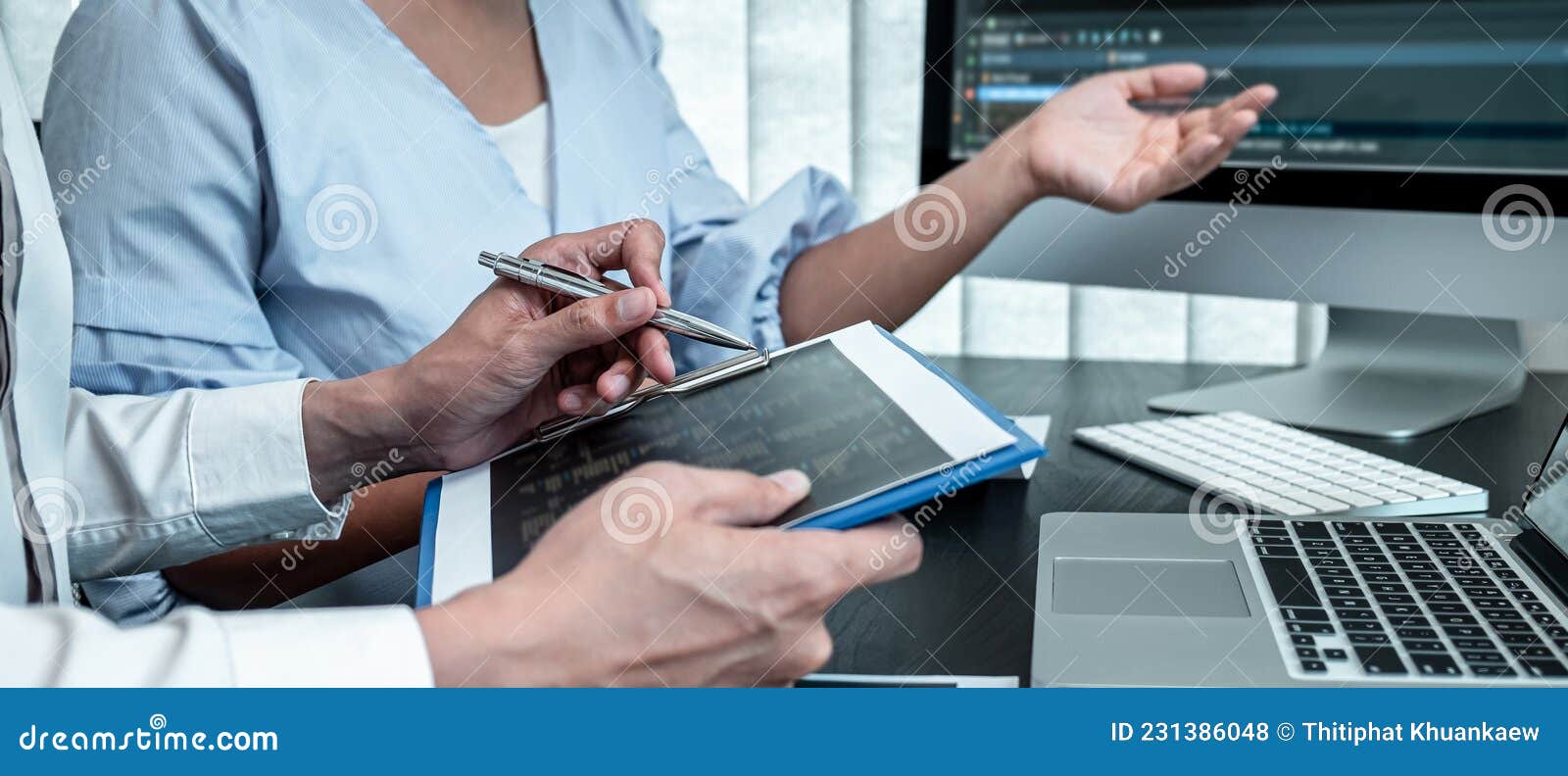 Team Of Programmer Working In Software Javascript Computer In It Office Writing Codes And Data