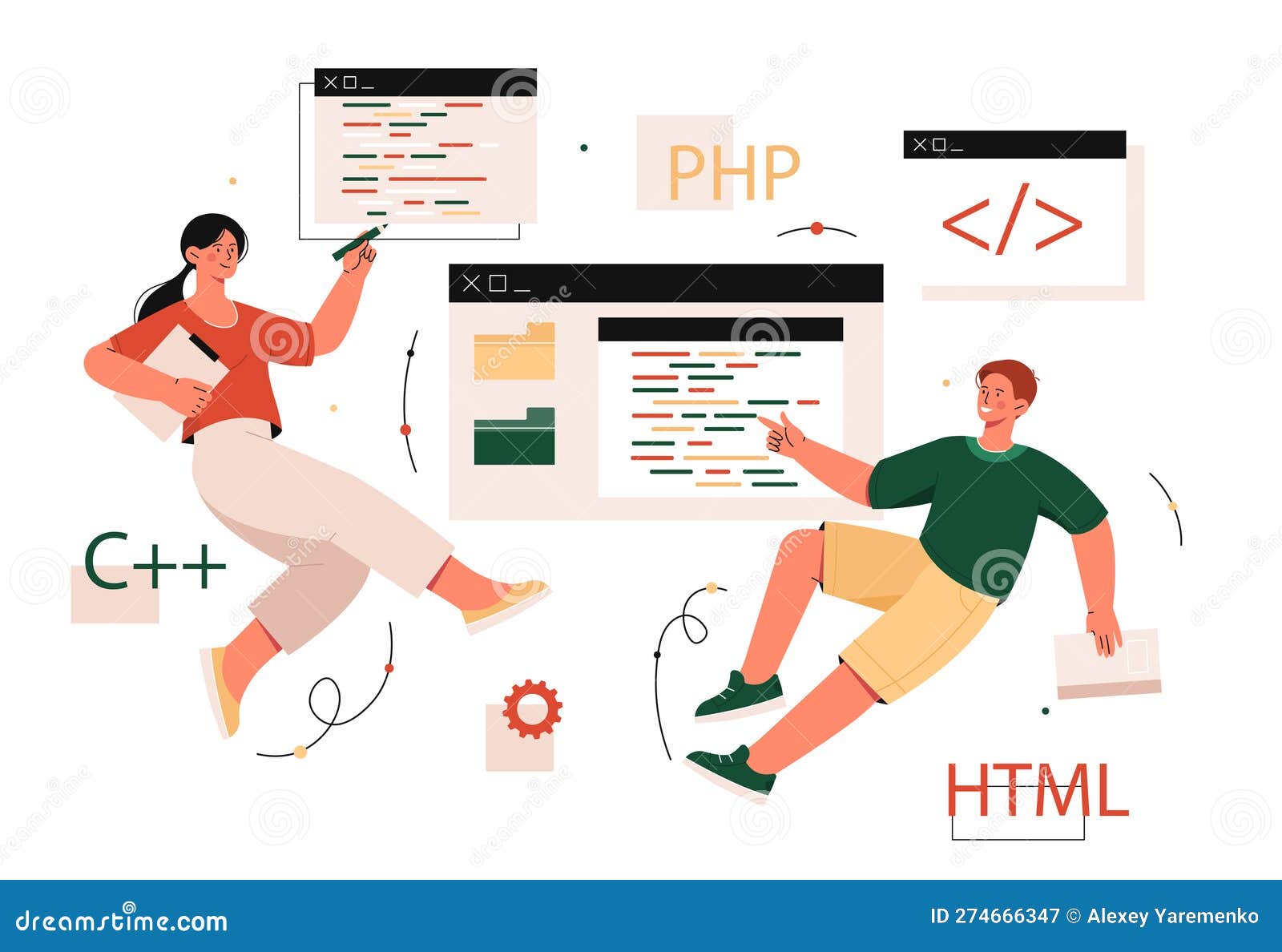 Team of programmers stock vector. Illustration of remote - 274666347