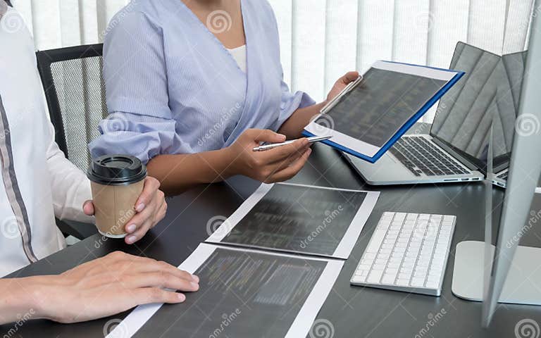 Team of Programmers Working with Computer Programming, Professional Development, and Coding ...
