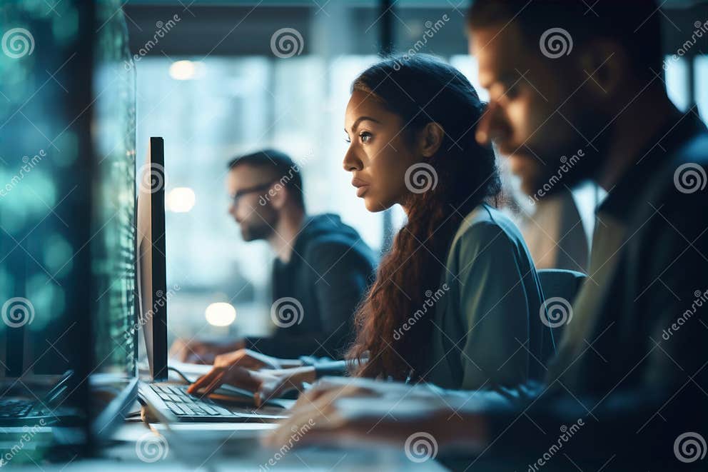 Team Of Programmers Working On Project In Office Software Development Stock Illustration