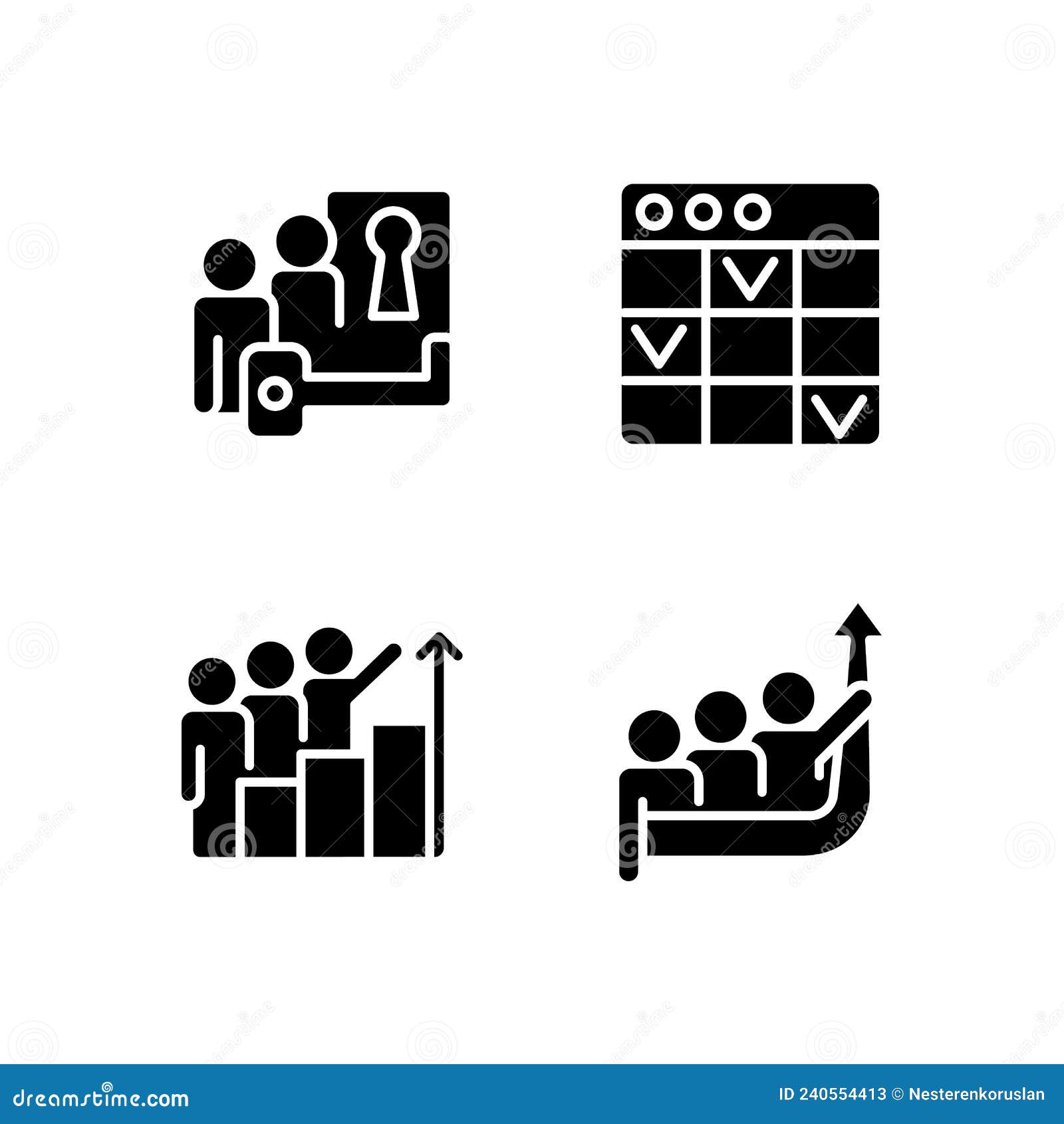 Team Project Black Glyph Icons Set on White Space Stock Vector ...