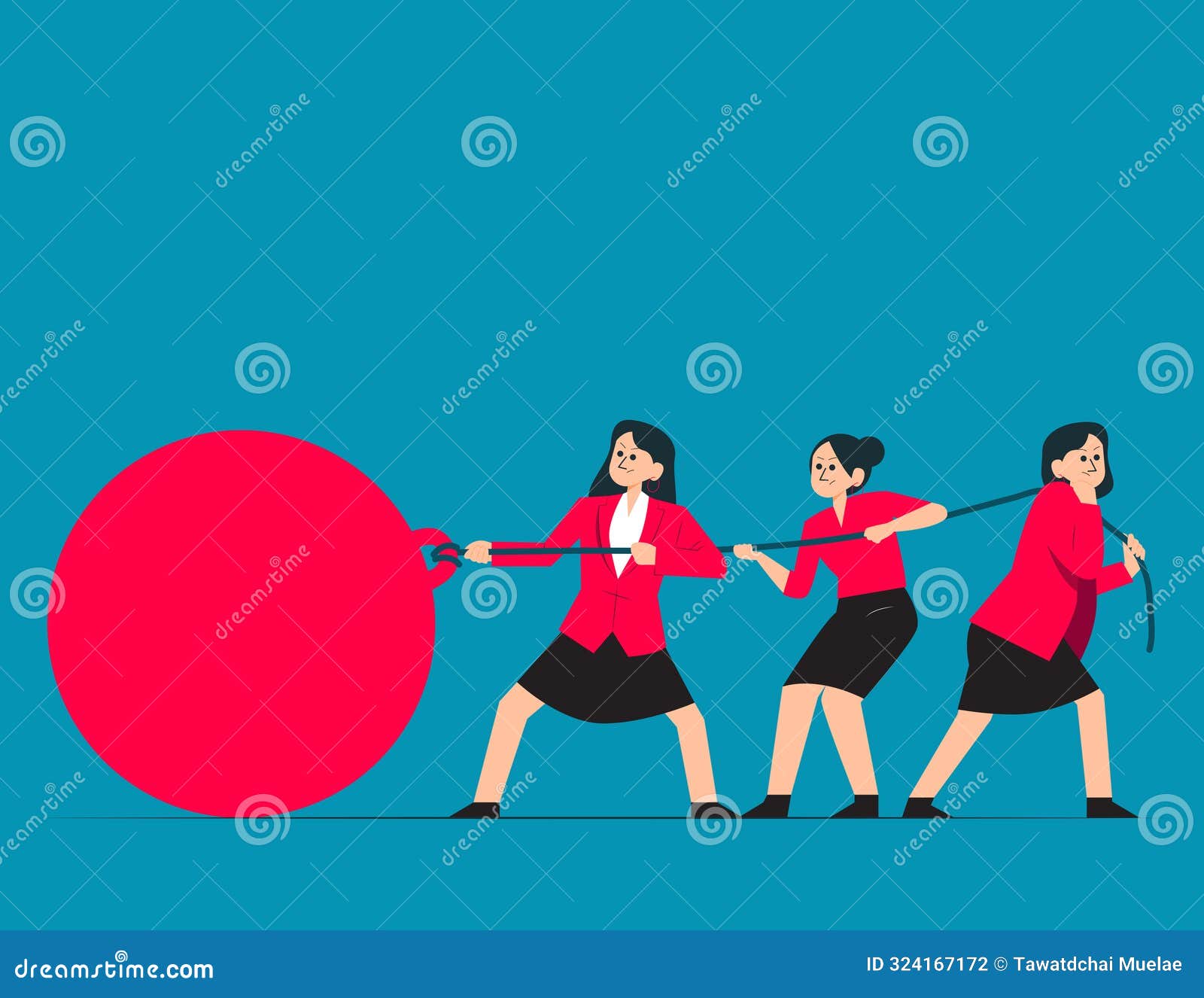 Team Pulling Heavy Weight. Obligations Vector Concept Stock Vector ...