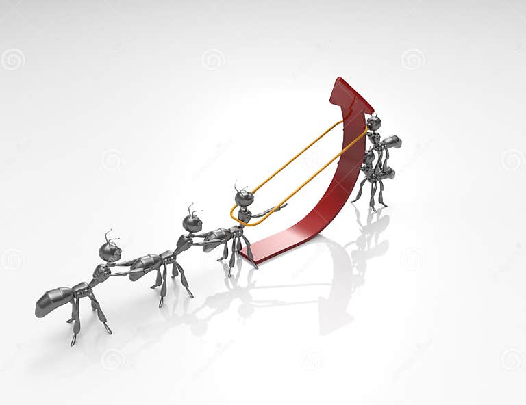 Team Pulling Up an Arrow-concept Stock Illustration - Illustration of ...