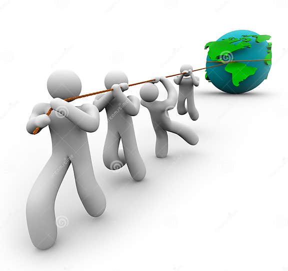 Team Pulling the World stock illustration. Illustration of design - 7820640