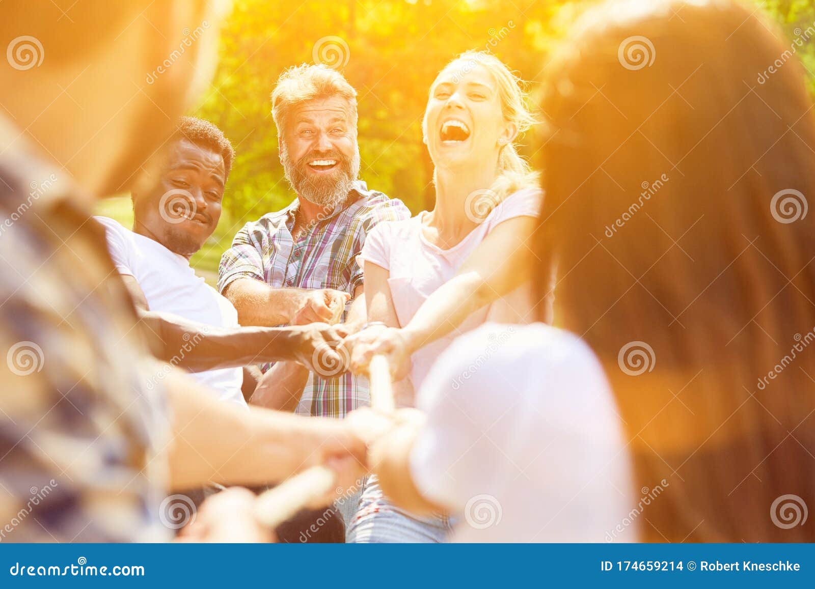 Team Pulls Together when Tug-of-war Stock Photo - Image of team ...