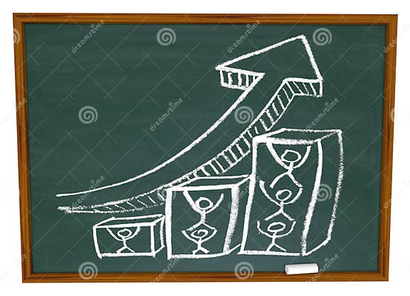 Team Pushing Up Arrow on Chalkboard Stock Illustration - Illustration ...
