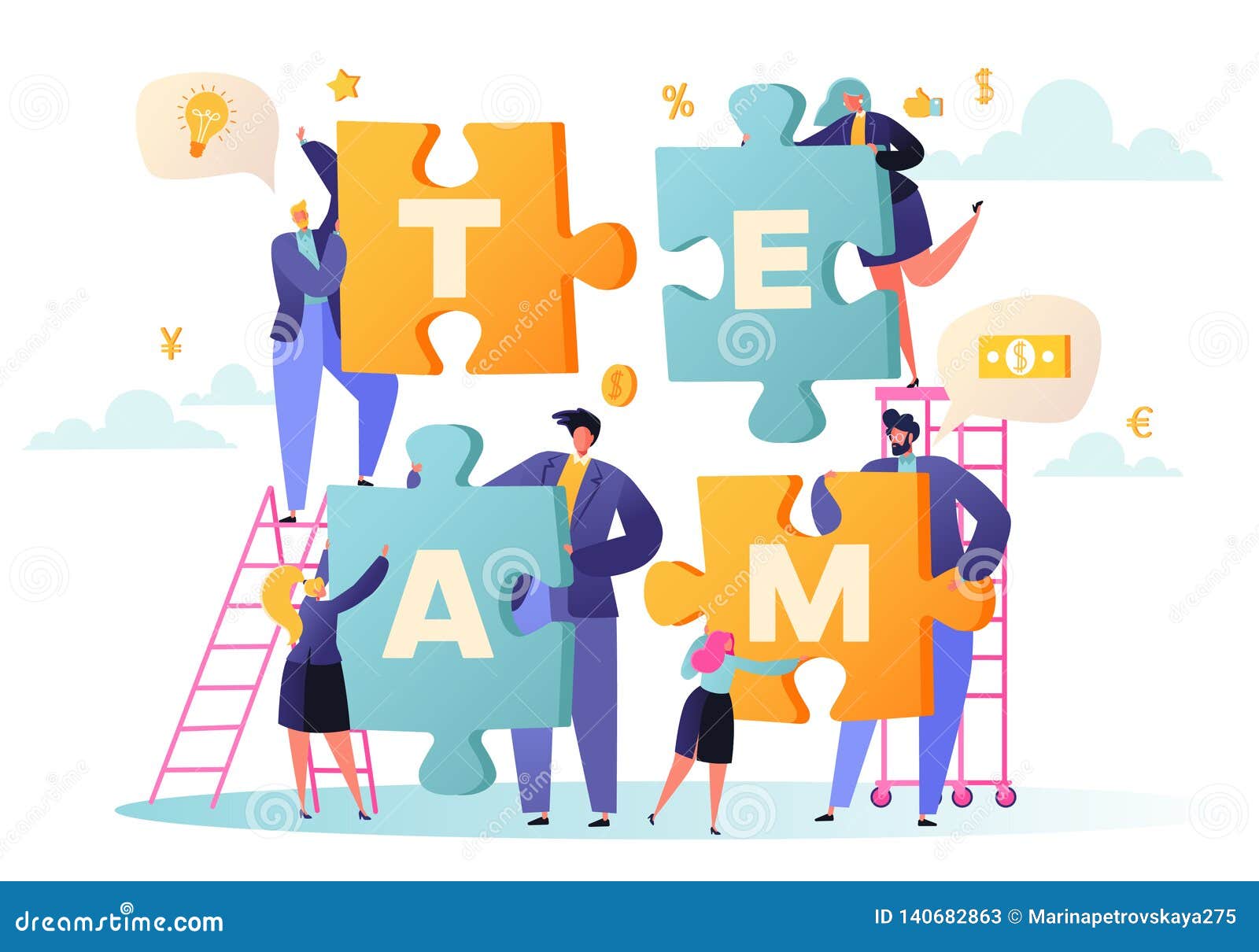 Vector Illustration Business Teamwork Concept. Flat People Characters ...