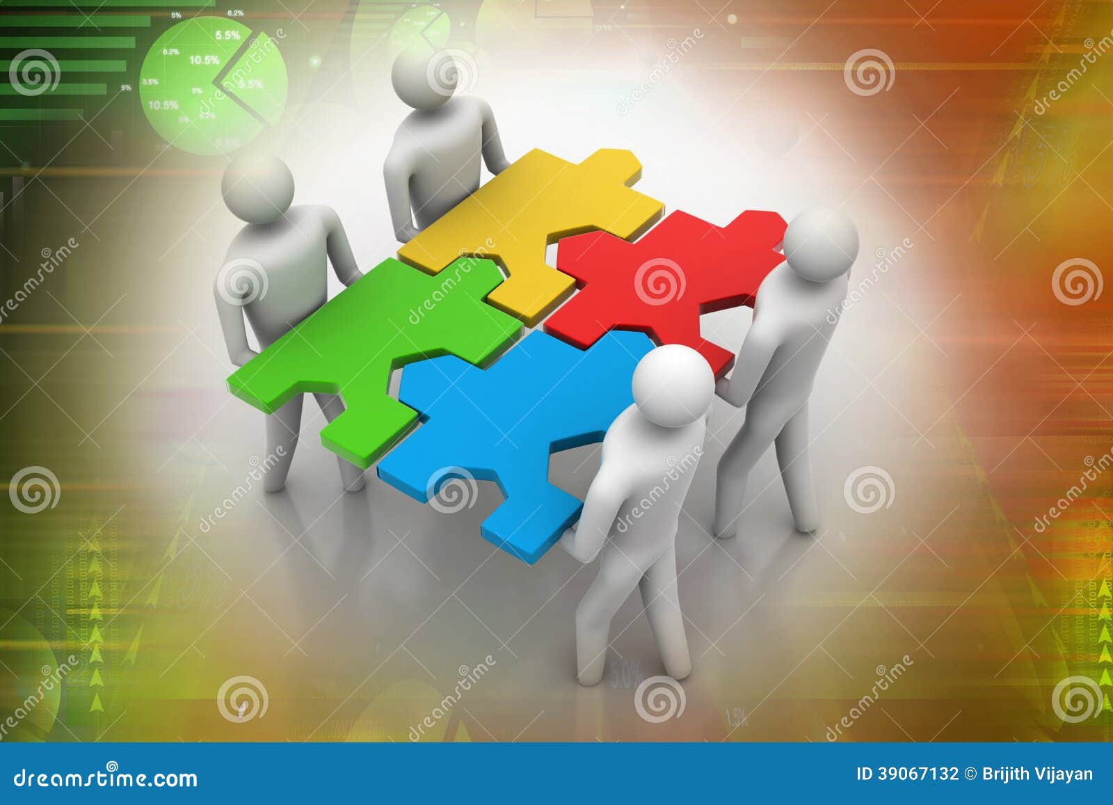 Team with the Puzzles in Hands Stock Illustration - Illustration of ...