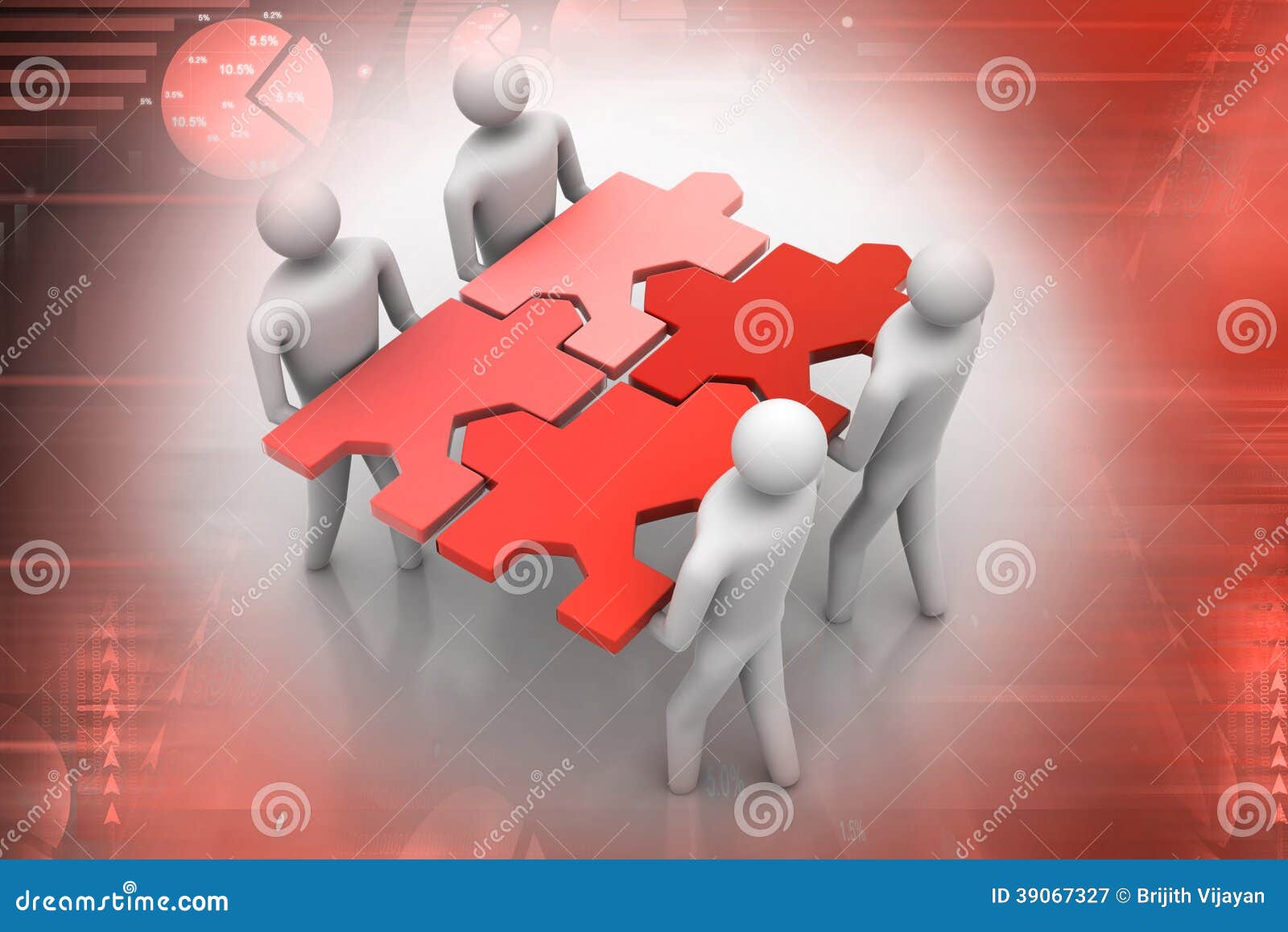 Team with the Puzzles in Hands Stock Illustration - Illustration of ...