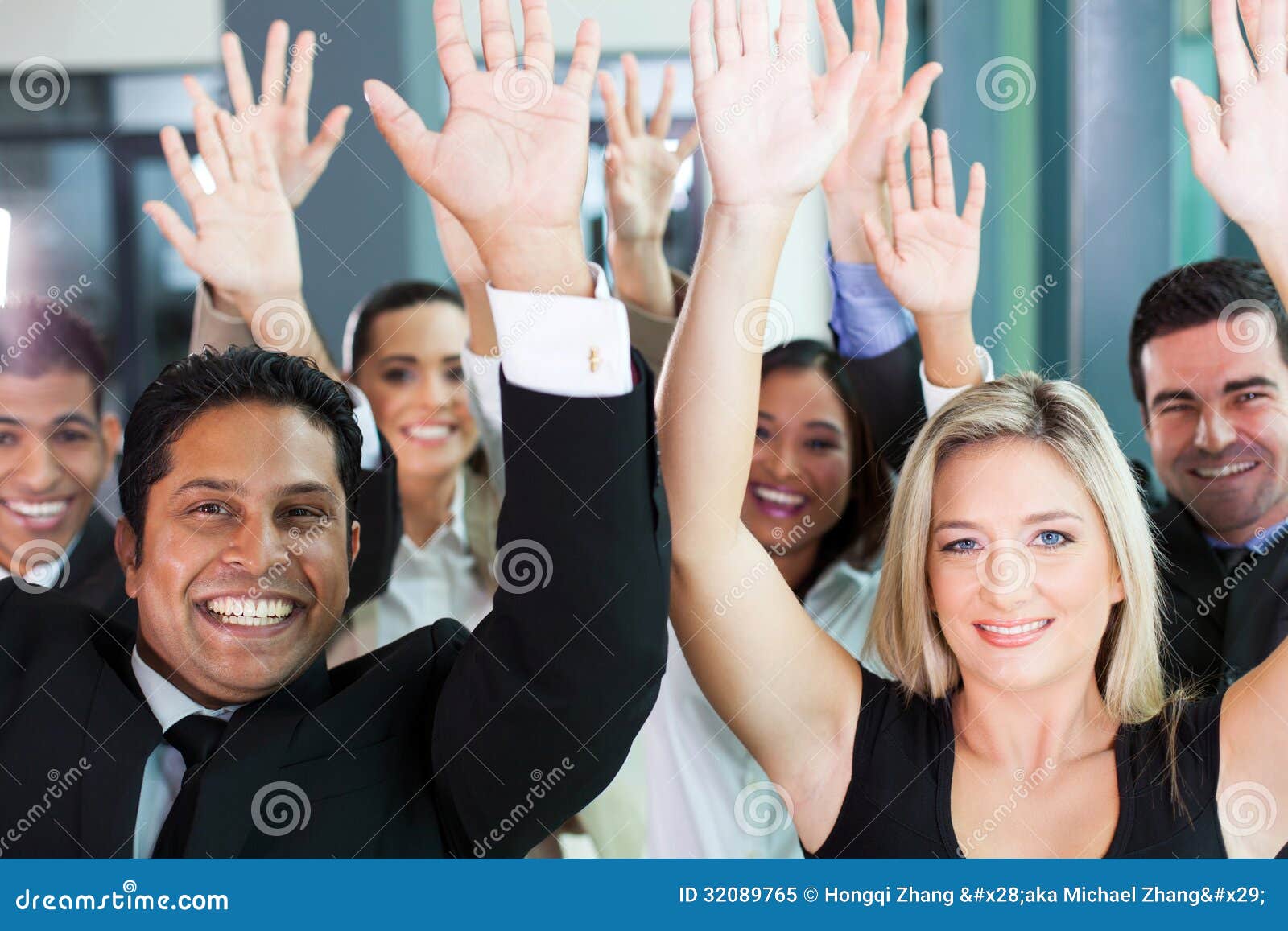 Team raising hands stock image. Image of entrepreneur - 32089765