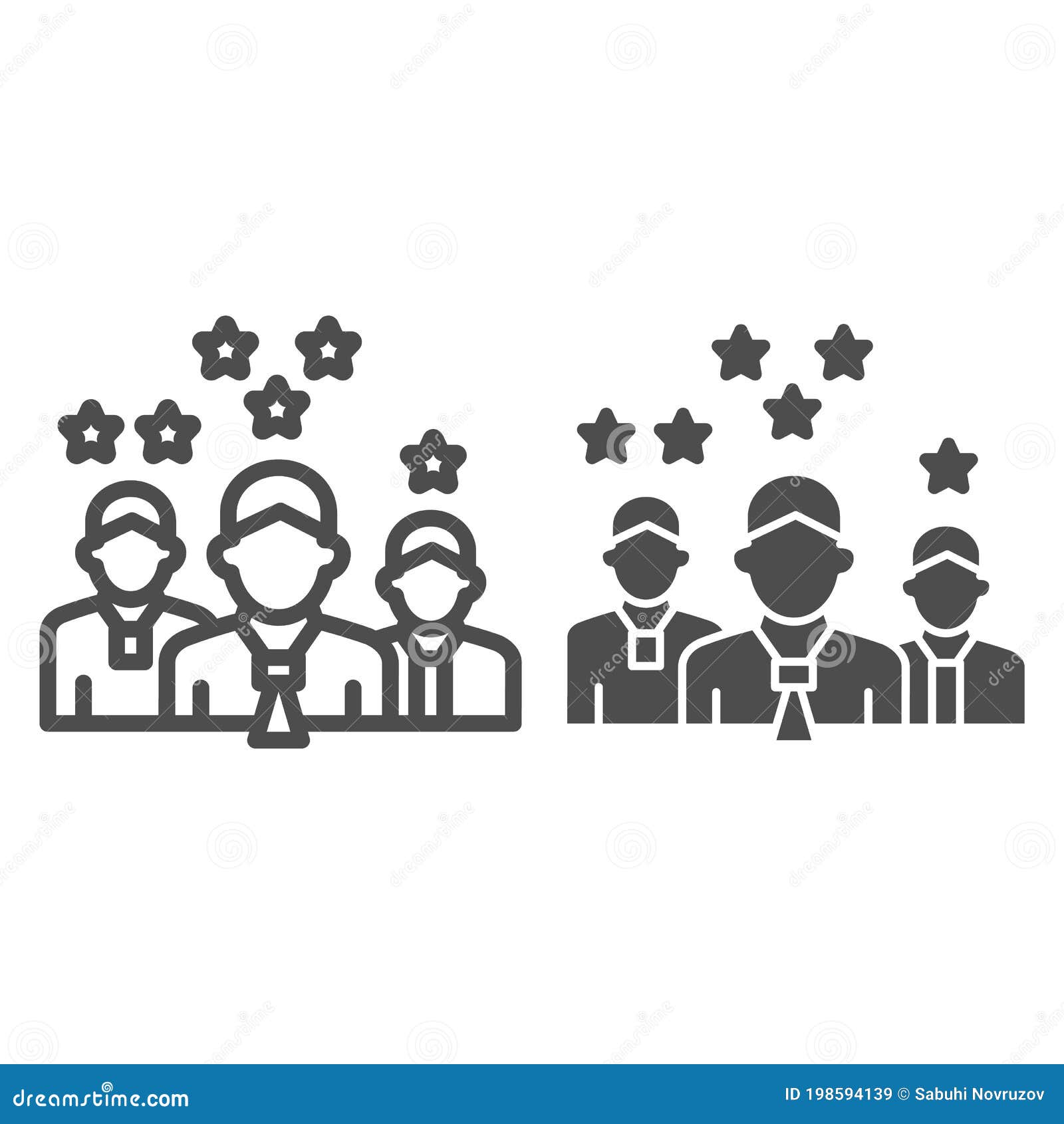 Team with Rating Stars Line and Solid Icon, Business Concept, Staff ...