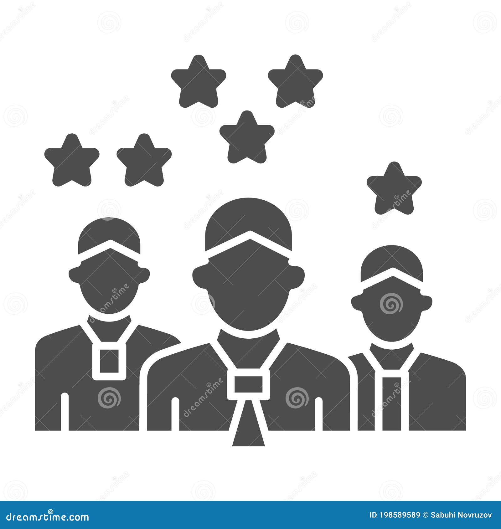 Team with Rating Stars Solid Icon, Business Concept, Staff with ...