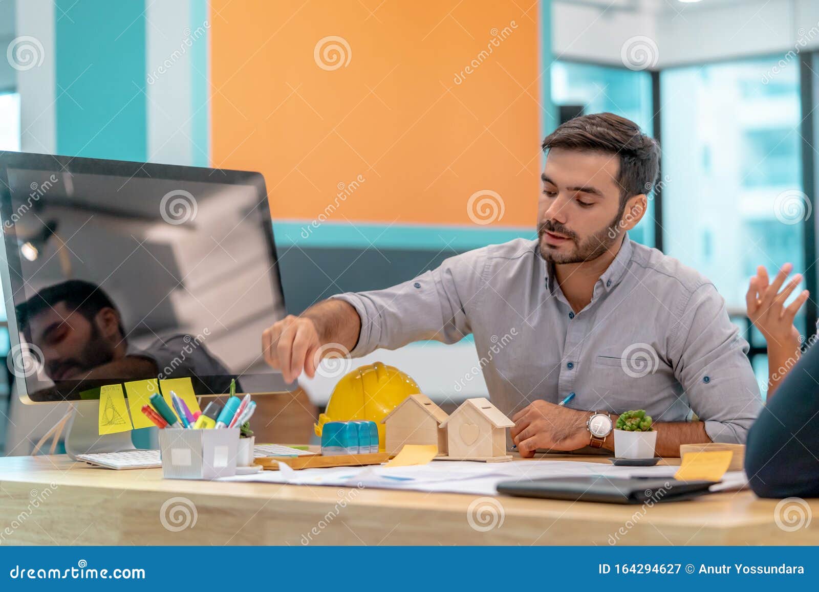 Team of Real Estate Contractor is Brainstorming in Office Stock Image ...