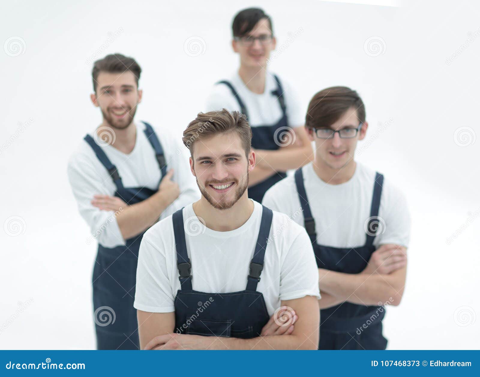 The Team of Responsible Movers and Their Smiling Leader Stock Image ...