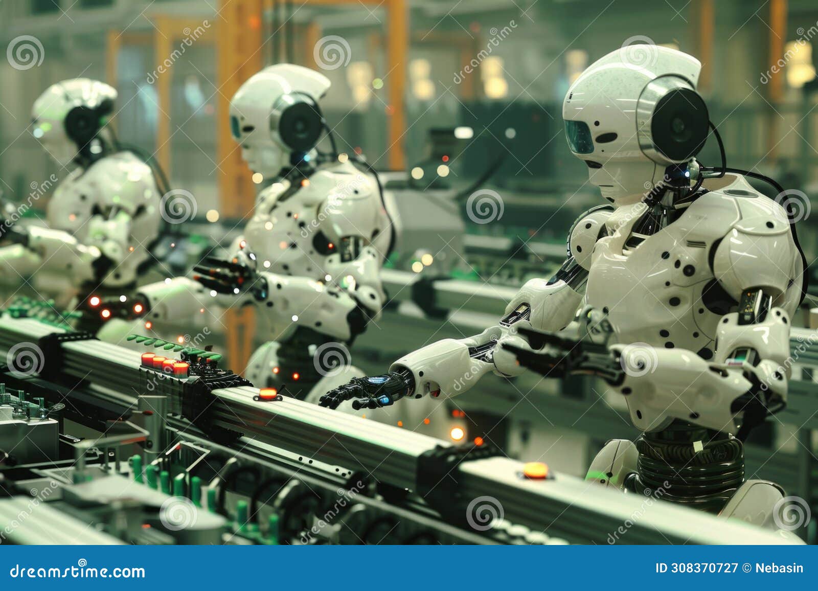 A Team of Robots Collaborates on a Conveyor Belt, Efficiently Moving ...