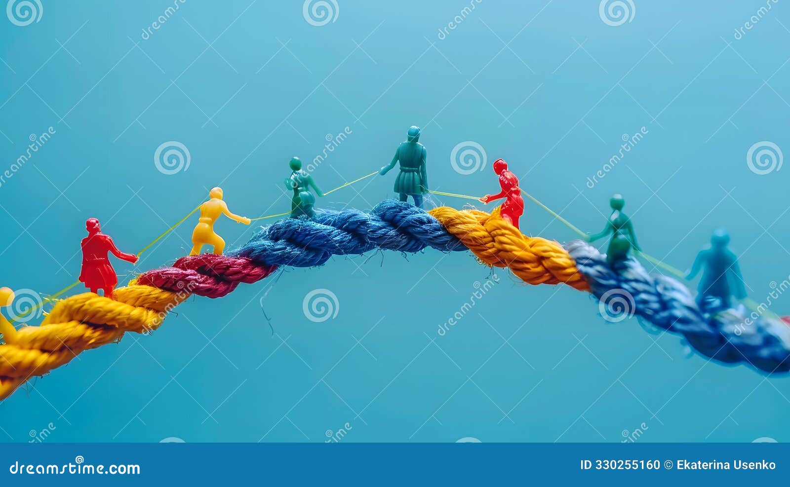 Colorful Knotted Ropes Symbolizing Unity and Teamwork Stock Photo ...