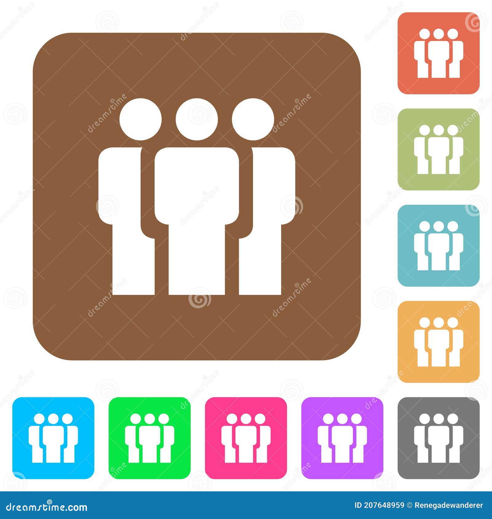 Team Rounded Square Flat Icons Stock Vector - Illustration of liaison ...