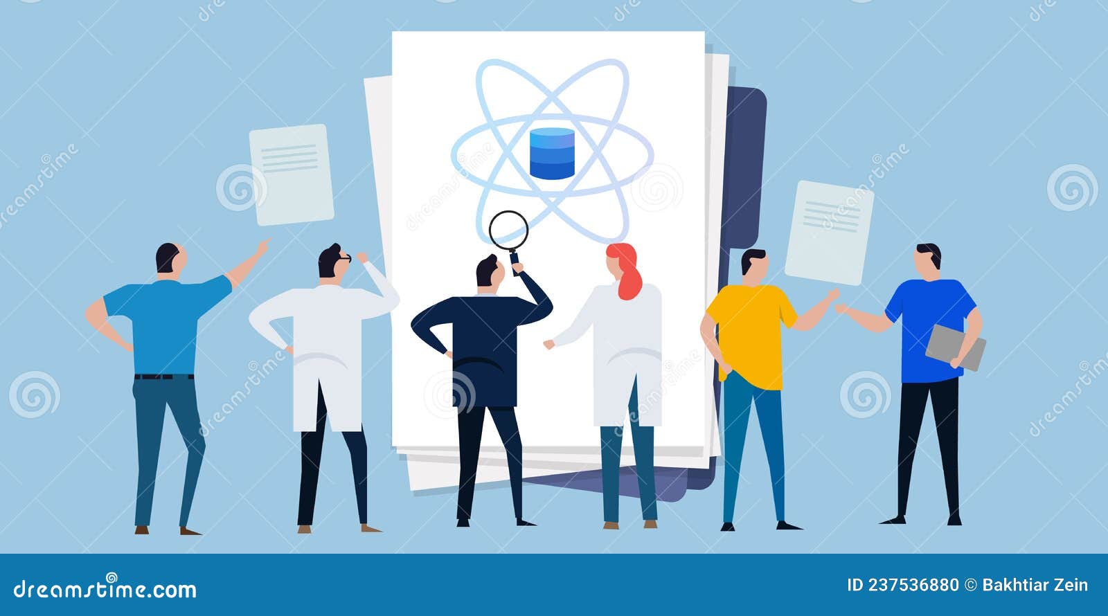 Team of Scientist Working Teamwork on Data Science Big Data Database ...