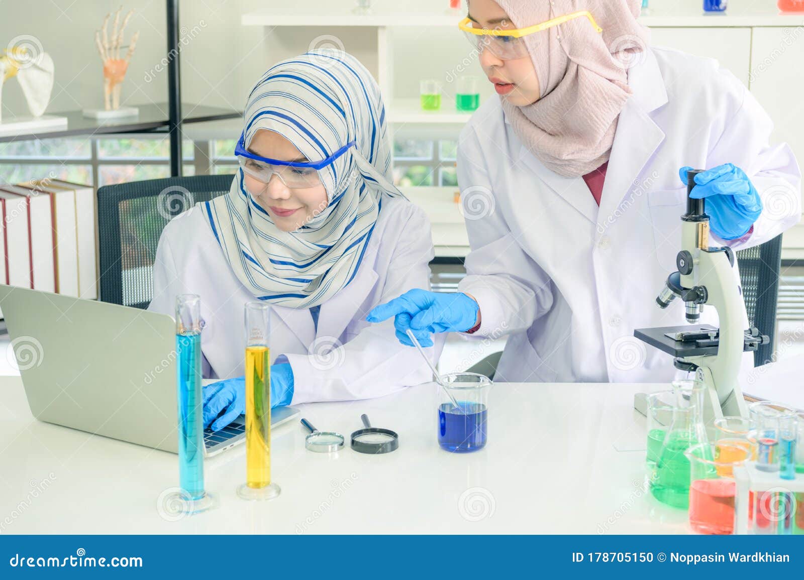 Scientists Doing Research And Analysis In Chemical Laboratory. Banner ...
