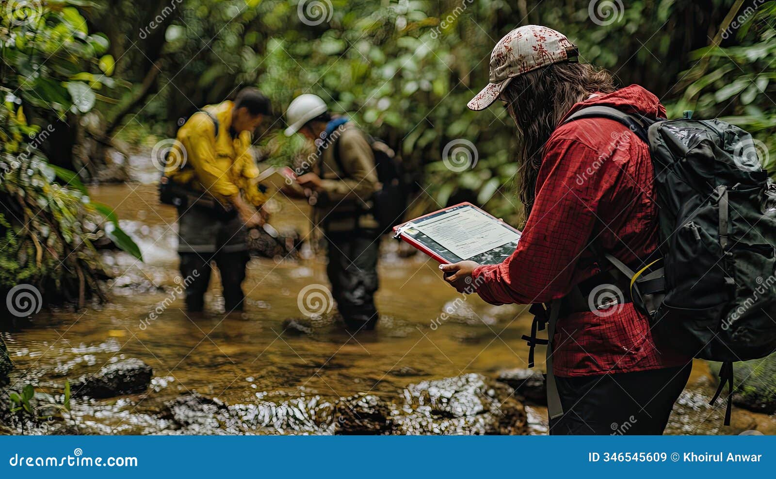 A Team of Scientists in the Rainforest Taking Water Samples Stock Image ...