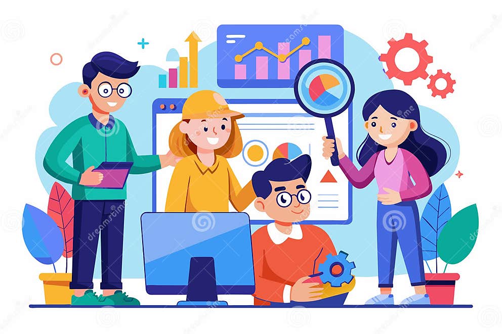 Team of SEO Analytics Experts Examining Data on a Computer Screen, Seo ...